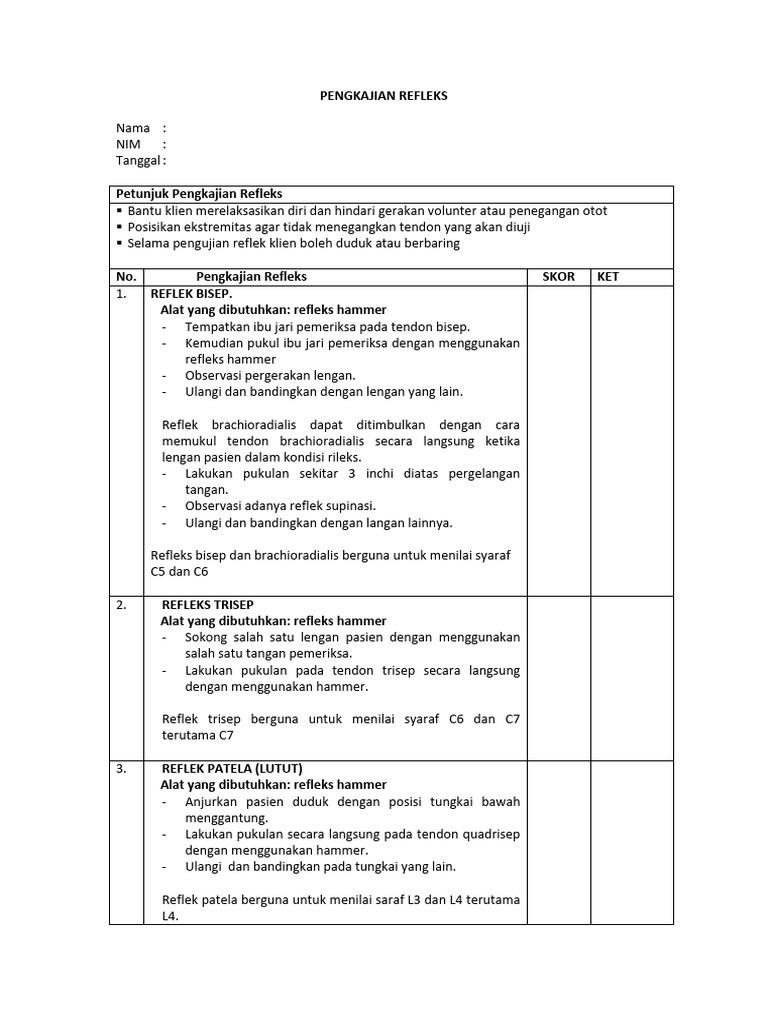 Sop Praktikum - Refleks | PDF
