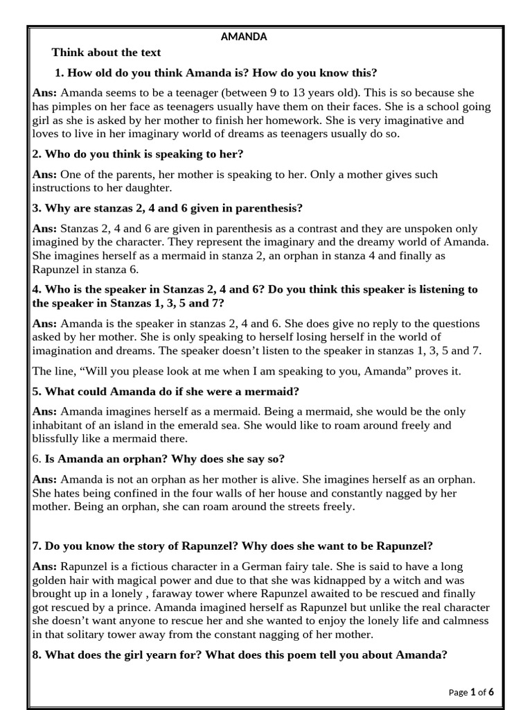 Q&A Amanda, Trees, Glimpses of India | PDF