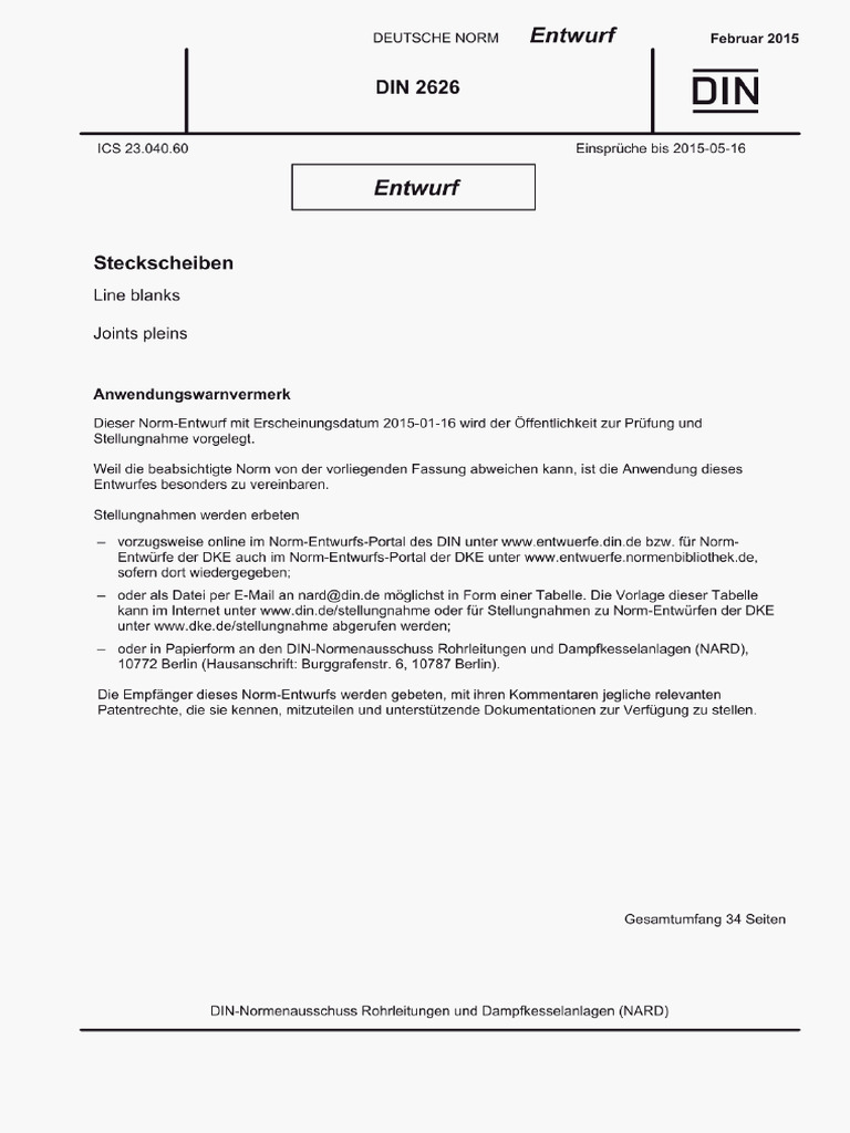 DIN 2626 E 2015-02 - Spectacle Blind | PDF