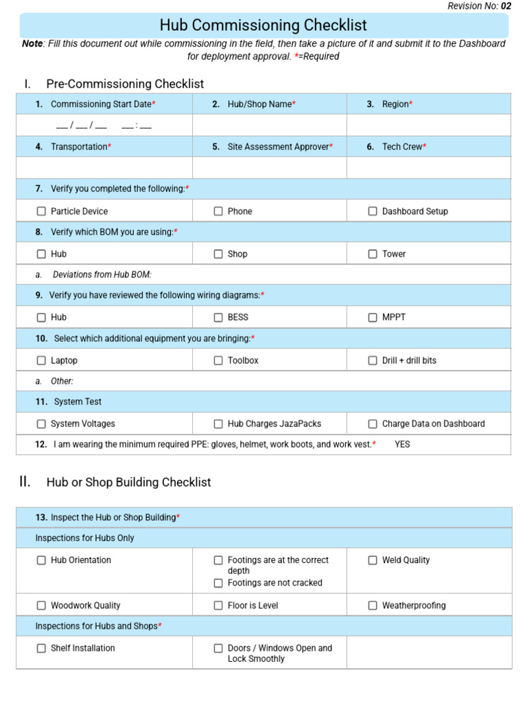 Hub Commissioning Checklist | PDF | Electrical Components | Electronics