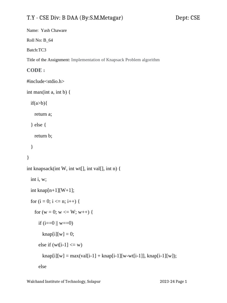 DAA Assignment 6 | PDF