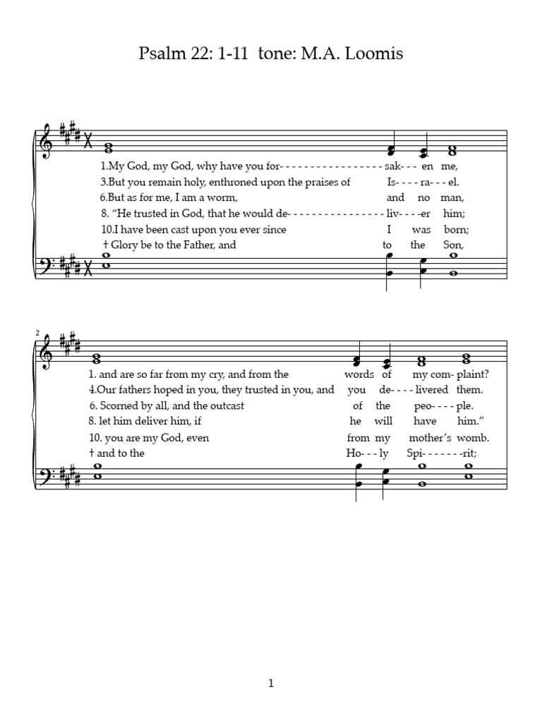 Psalm 22 1-11 Tone M.a.loomis | PDF