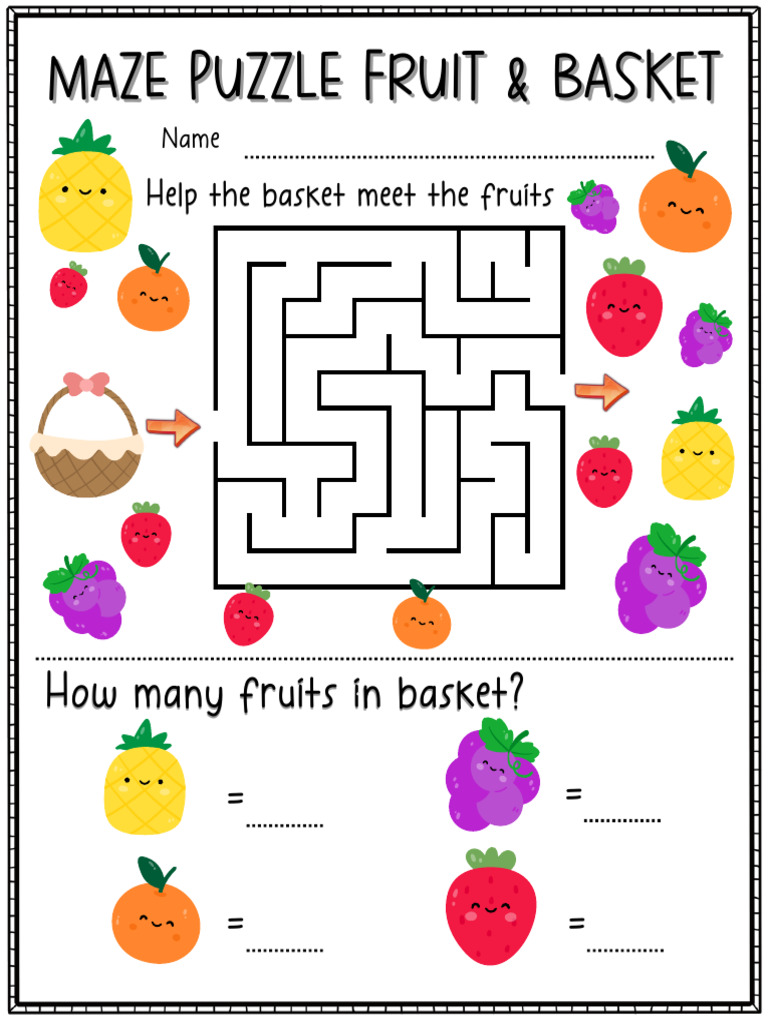 Maze Puzzle Fruit & Basket Maze Puzzle Fruit & Basket: Help The Basket ...