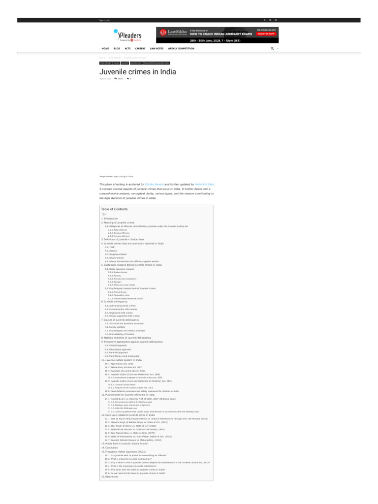 Blog Ipleaders in Juvenile Crimes India | PDF | Juvenile Delinquency | Crimes