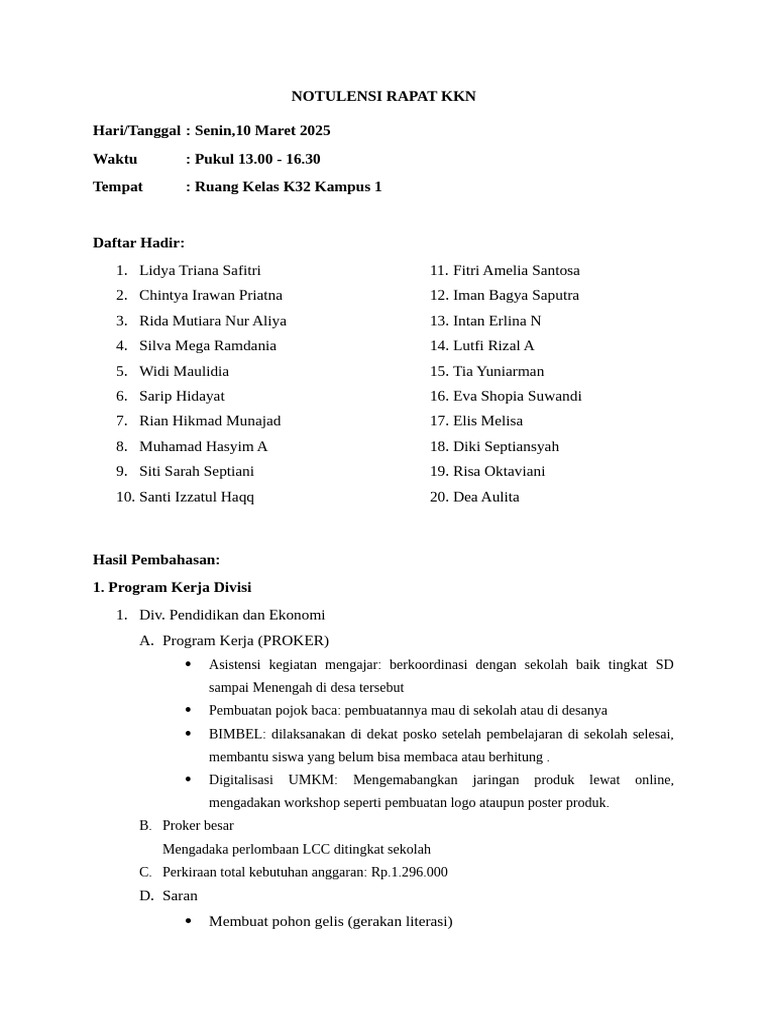 Notulensi Rapat Ke-3 | PDF