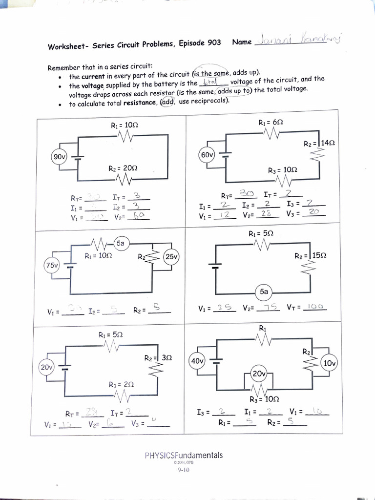 Series Circuit Problem Worksheet | PDF | Electrical Engineering ...