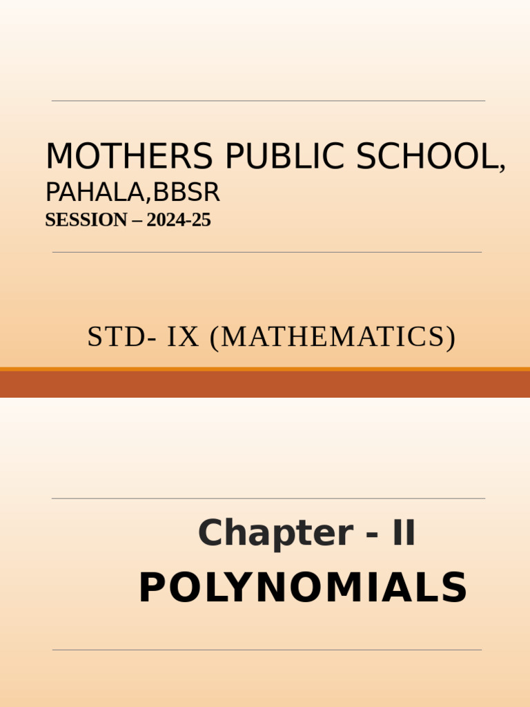 Class Ix 2. Polynomials | PDF | Factorization | Polynomial