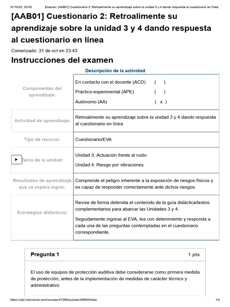 Examen - (AAB01) Cuestionario 2 - Retroalimente Su Aprendizaje Sobre La Unidad 3 y 4 Dando ...