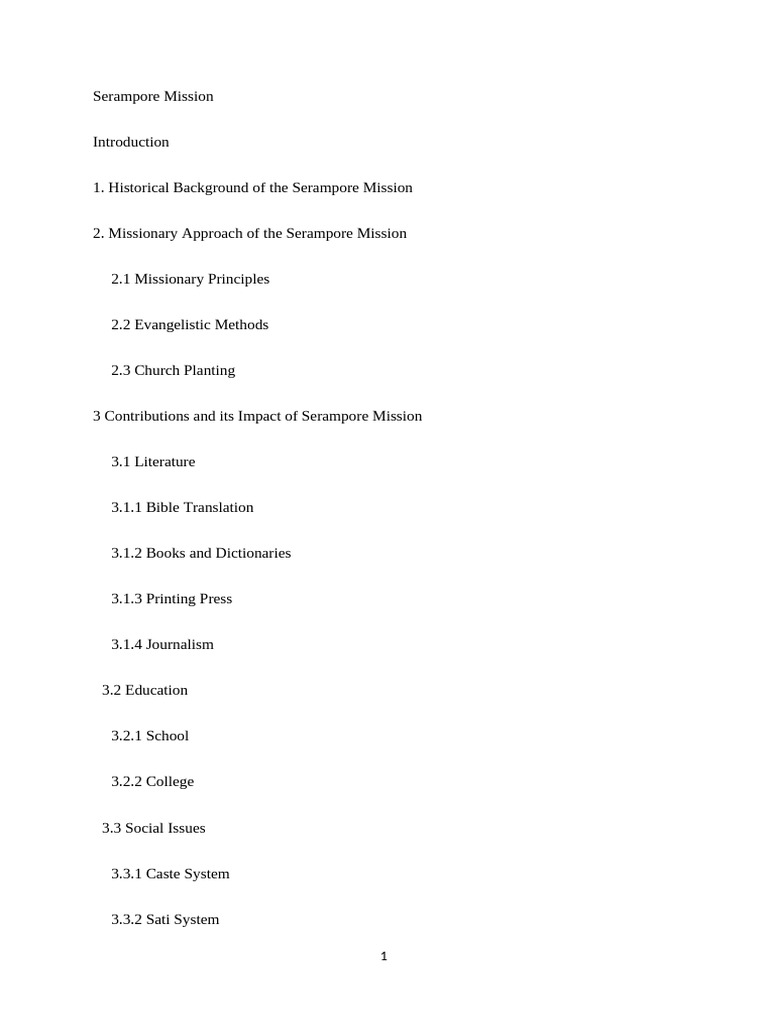 Serampore Mission and Its Impact | PDF | Christian Mission