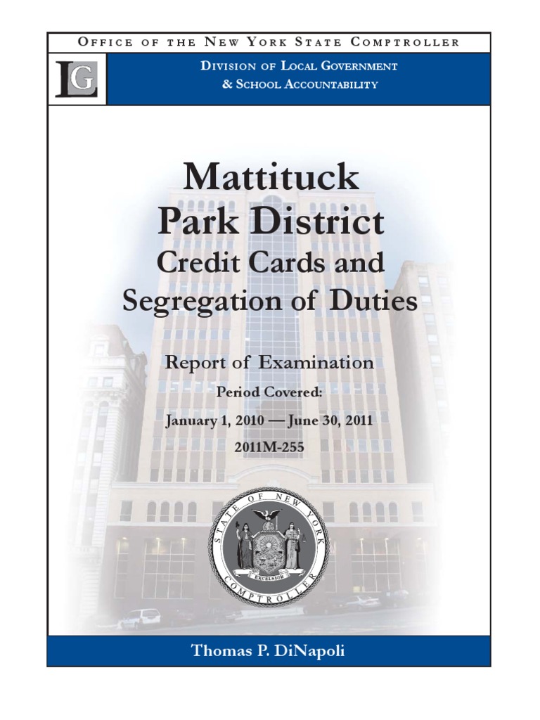 Mattituck Park District: Credit Cards and Segregation of Duties | PDF ...