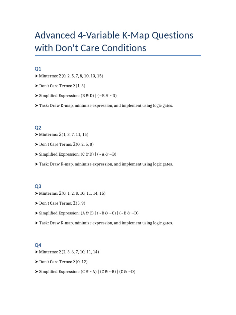 Advanced KMap Questions With Solutions | PDF