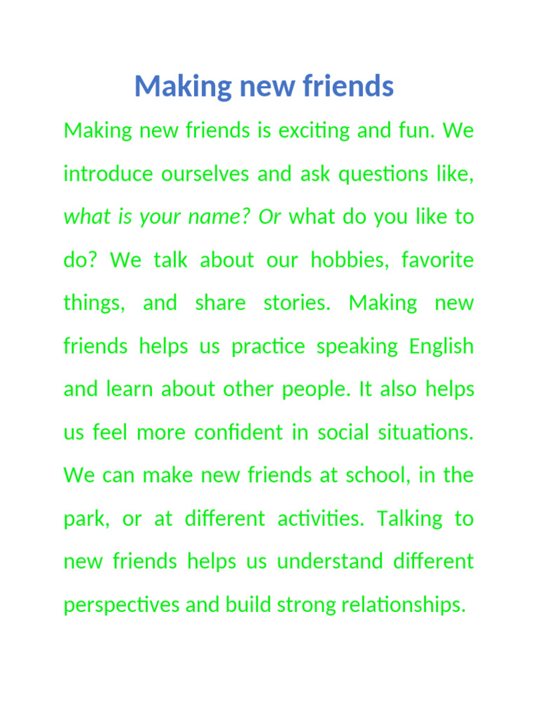 Making New Friends | PDF
