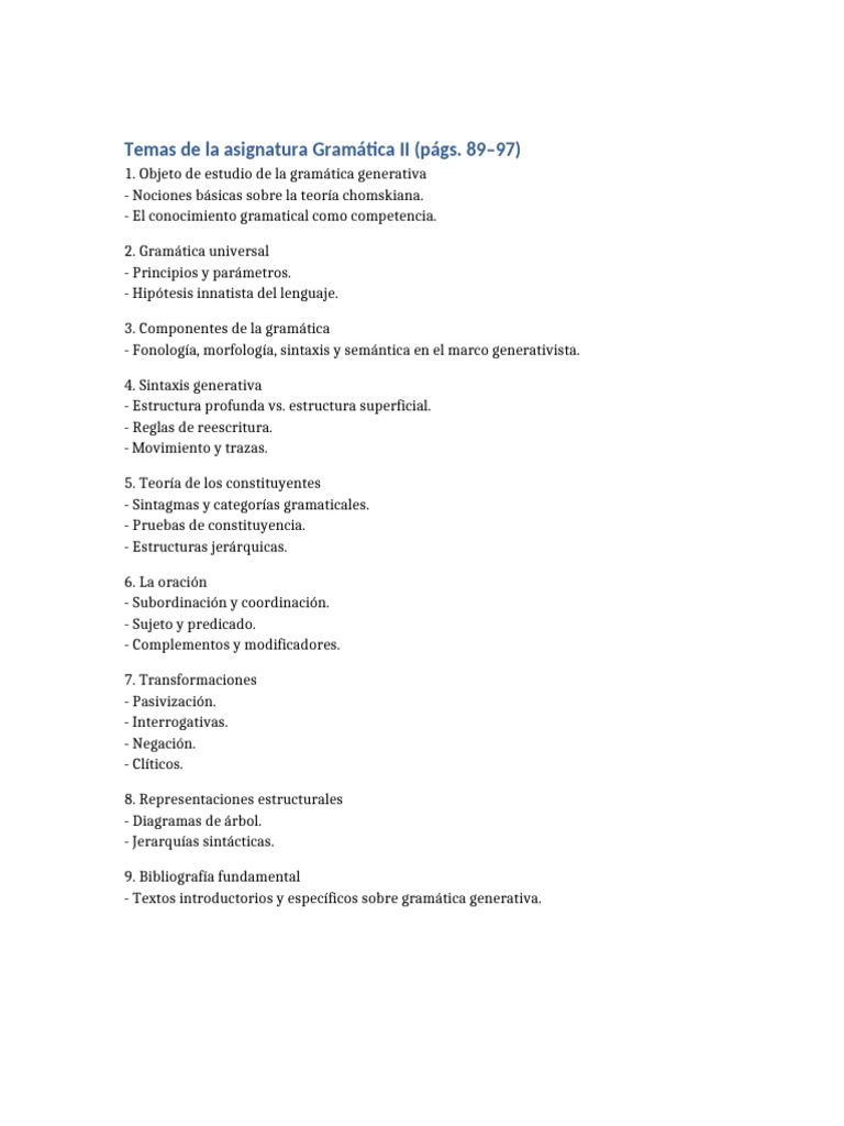 Temas Gramatica II | PDF