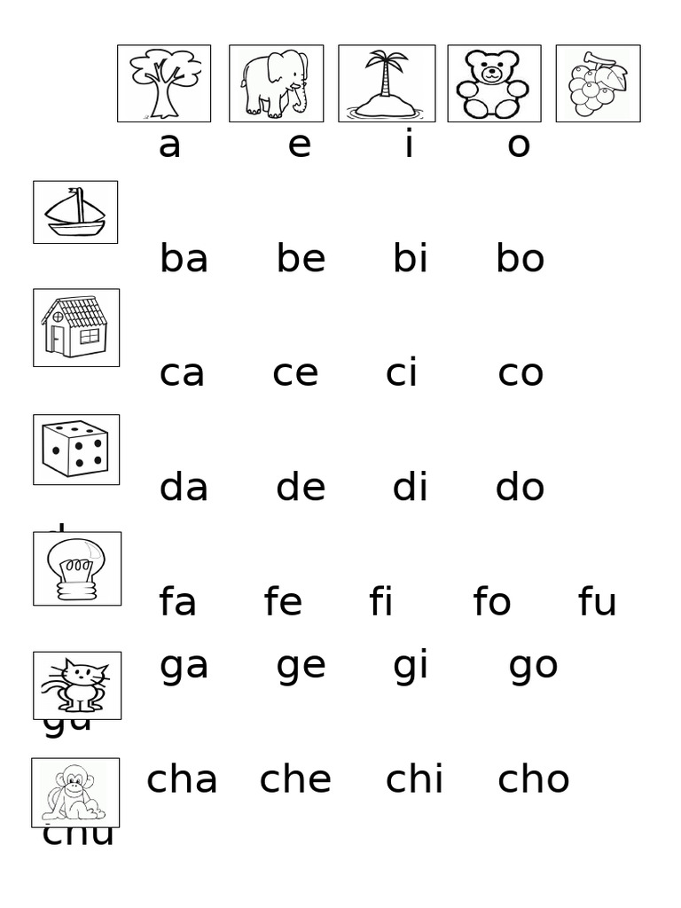 A e I o U Silabas 1 | PDF