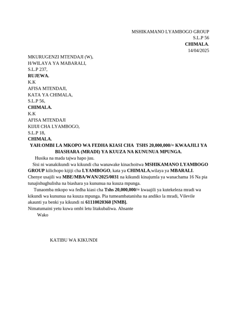 MSHIKAMANO 2025 Barua | PDF