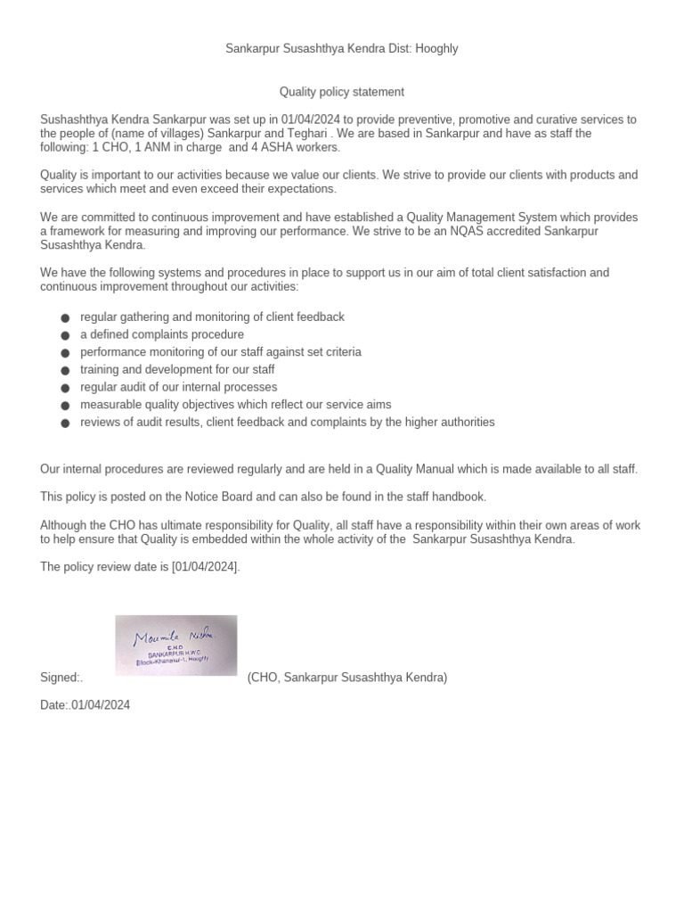Quality Policy | PDF