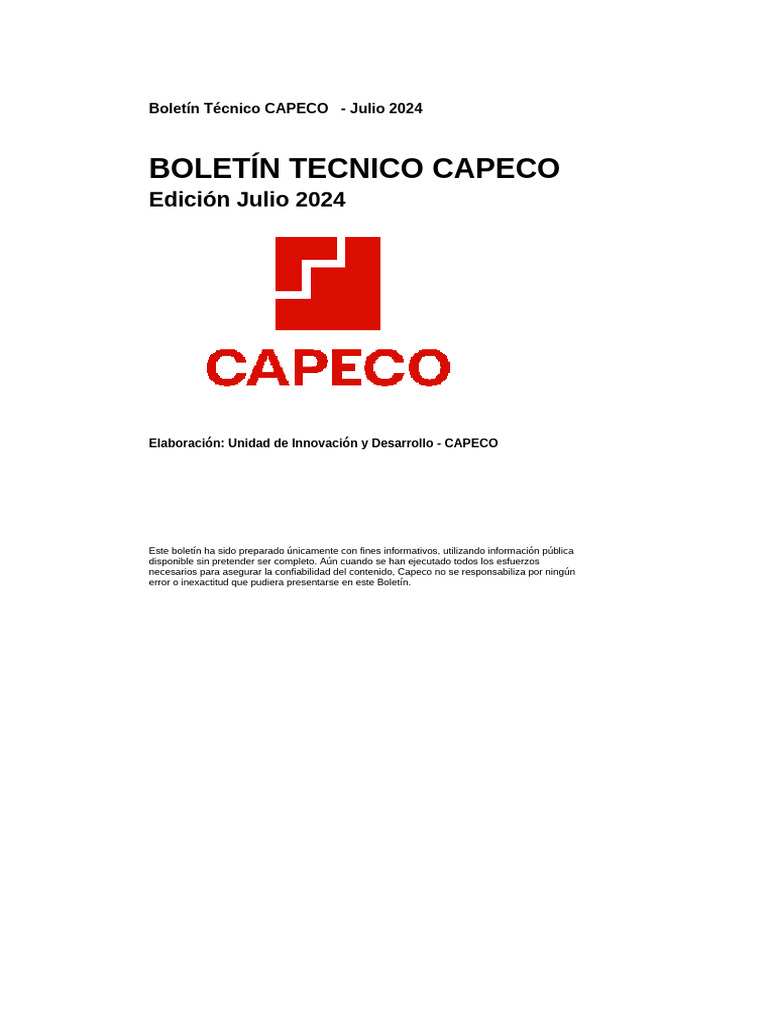 Boletín Técnico CAPECO Julio 2024 | PDF