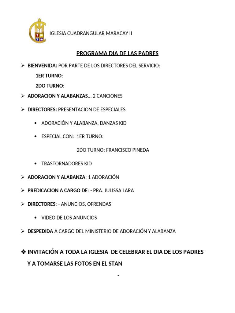 Programa Dia Del Padre | PDF