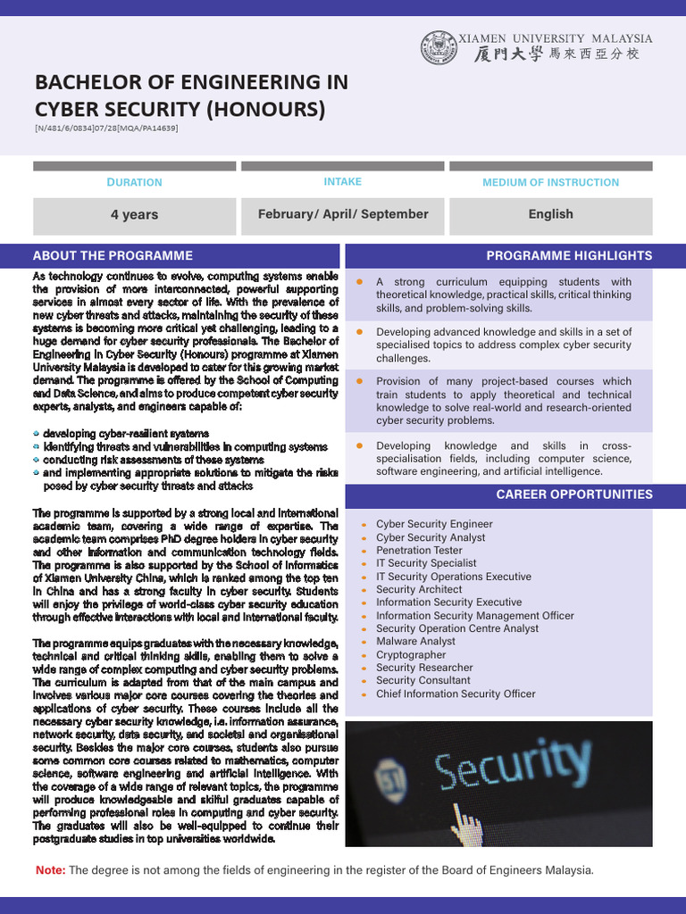 Bachelor of Engineering in Cyber Security (Honours) | PDF | Computer ...