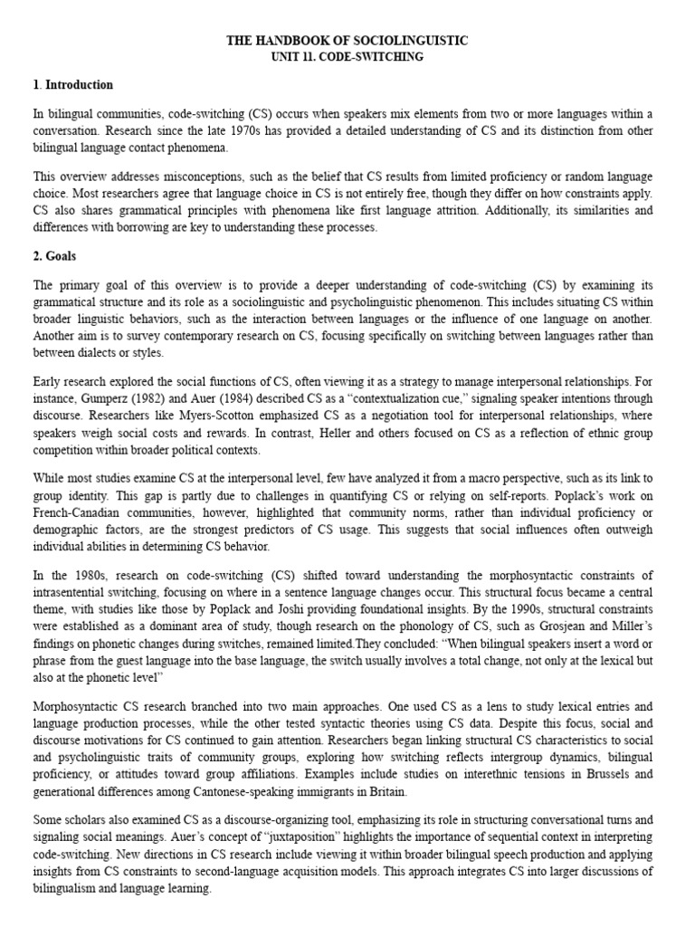 Unit 11. Code-Switching | PDF | Second Language Acquisition | Second Language