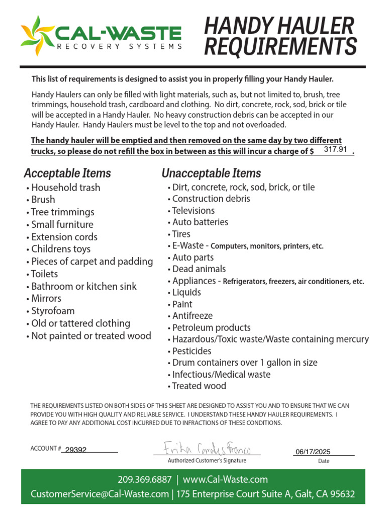 Handy Hauler Form-Galt | PDF | Indemnity | Waste