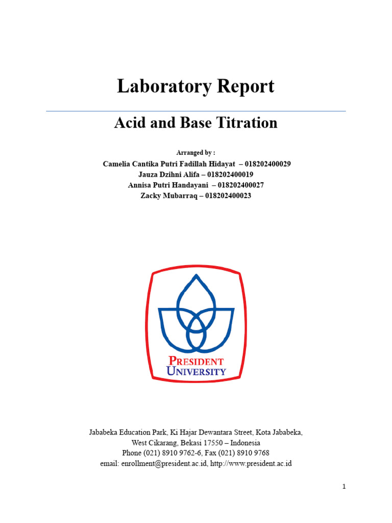 Acid-Base Titration Laboratory Report | PDF | Titration | Chemistry