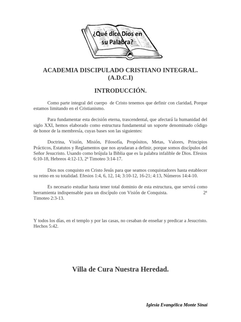 Manual de Discipulado Integral | PDF | eucaristía | Cristo (título)