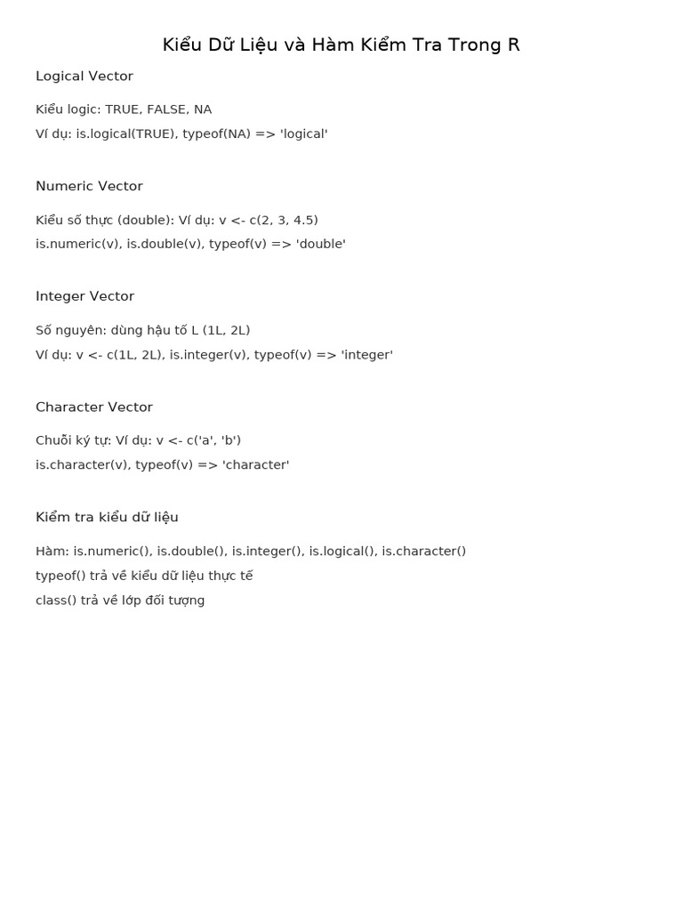Kieu Du Lieu Va Ham Kiem Tra R Unicode | PDF