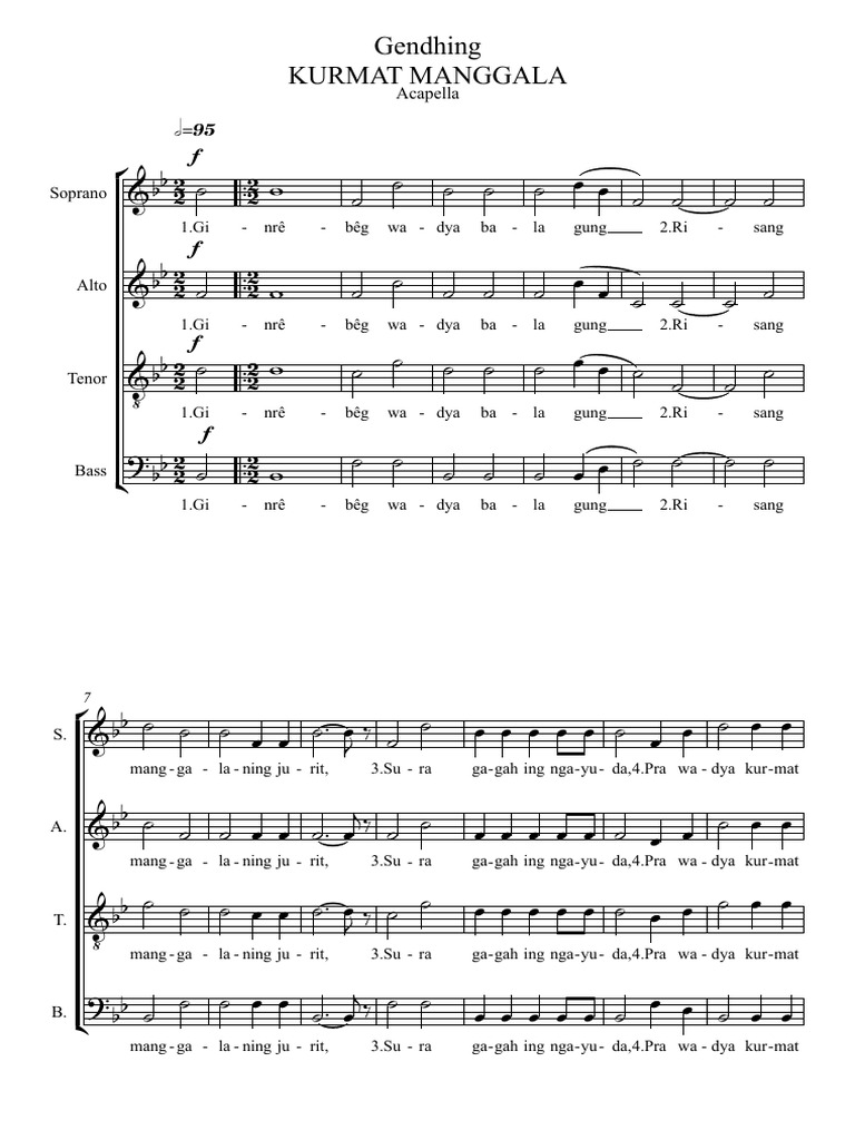 Gendhing Kurmat Manggala - Acapella - Full Score | PDF
