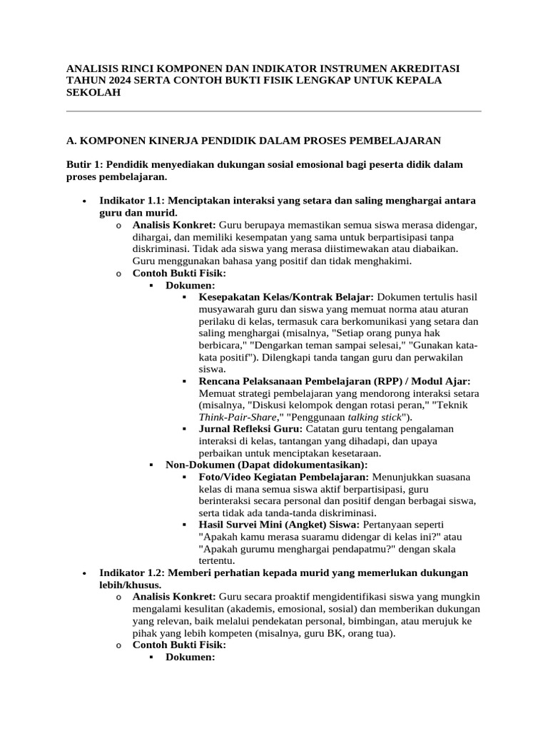 Analisis Rinci Komponen Dan Indikator Instrumen Akreditasi Tahun 2024 ...