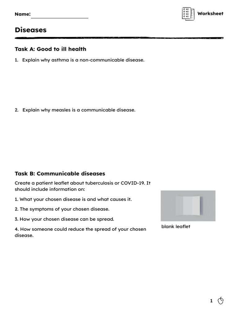 Diseases: Name Worksheet | PDF