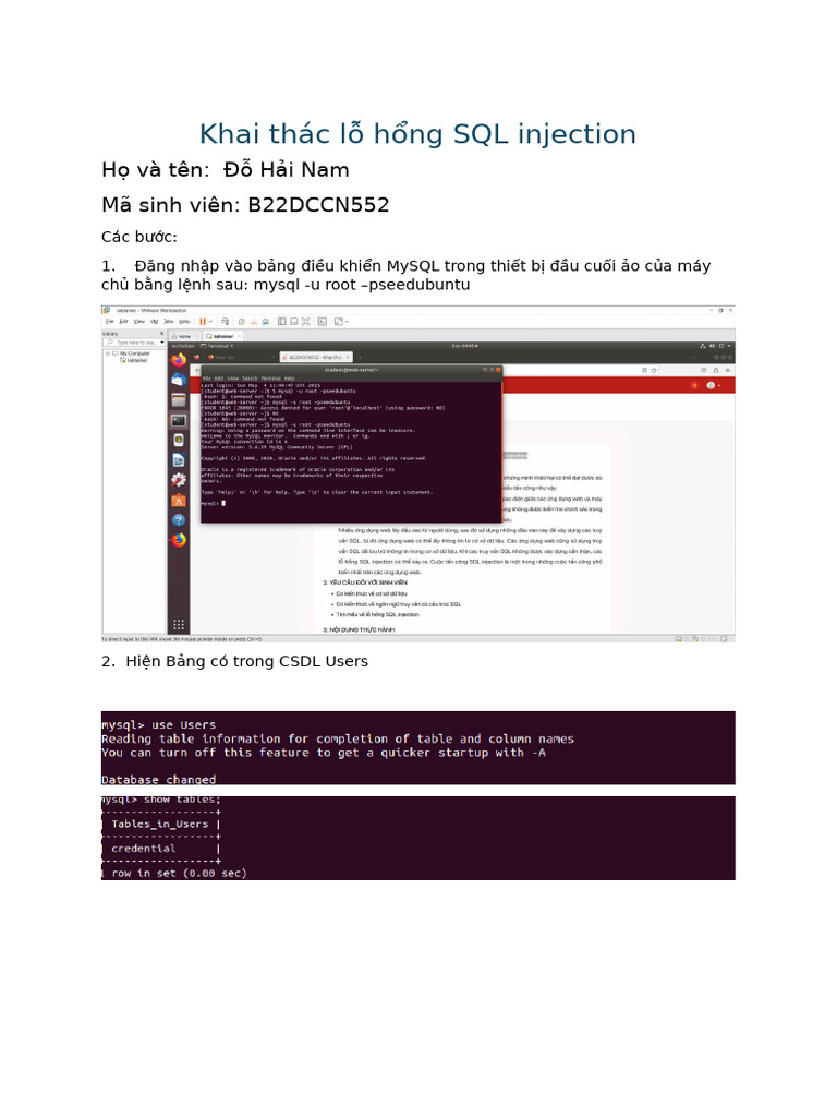 Khai Thác L H NG SQL Injection | PDF