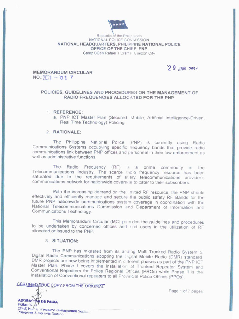 PNP Memorandum Circular No 2021 017 1 | PDF