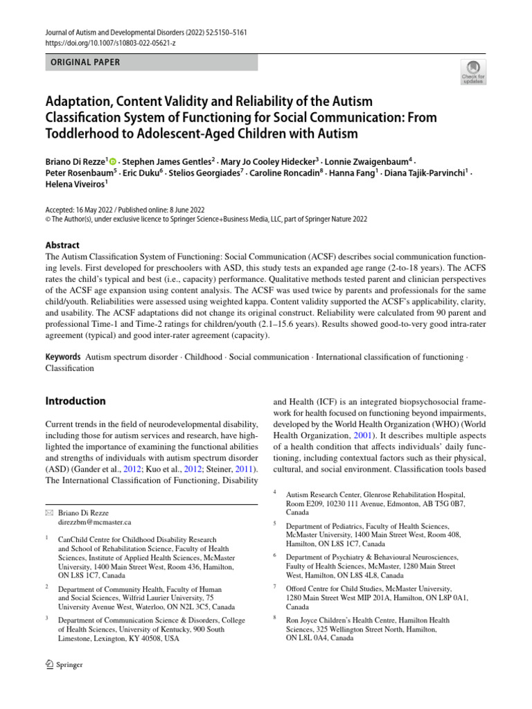 Autism Classification System Validity Study | PDF | Autism | Focus Group