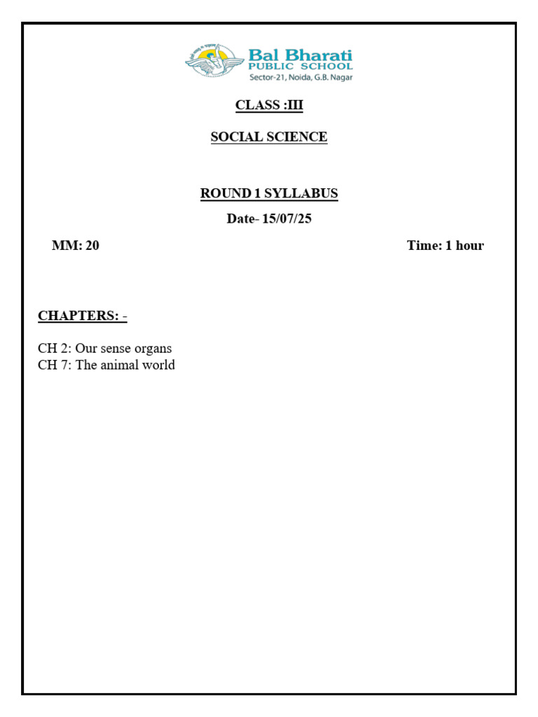 Class III SSC Syllabus (Round 1) | PDF