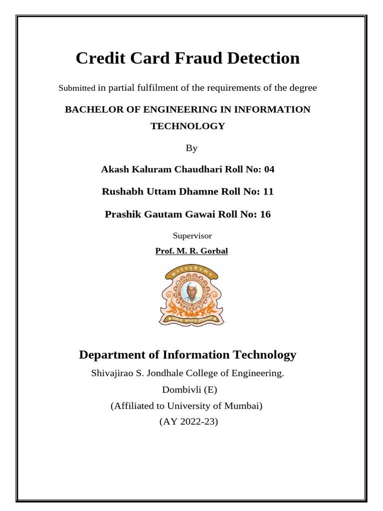 Credit Card Fraud Detection Report | PDF | Machine Learning | Logistic ...