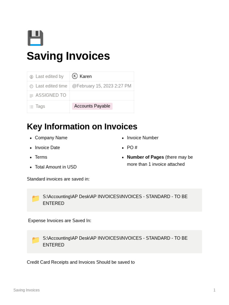 Saving Invoices Instructions | PDF