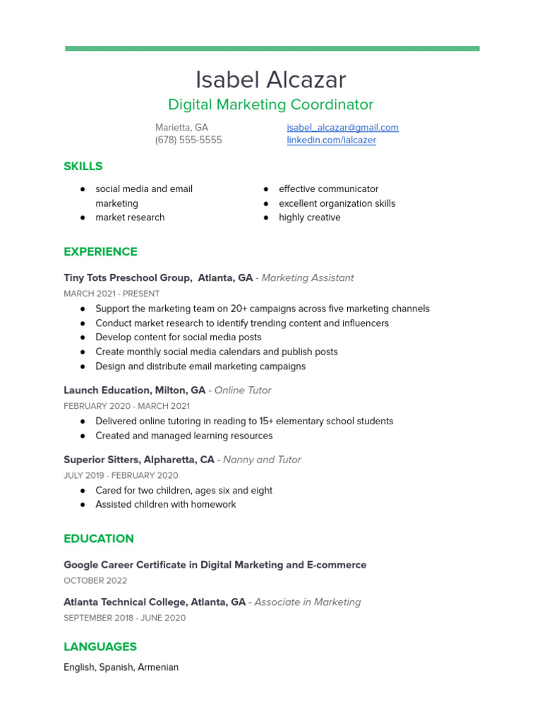 Activity Exemplar - Resume | PDF