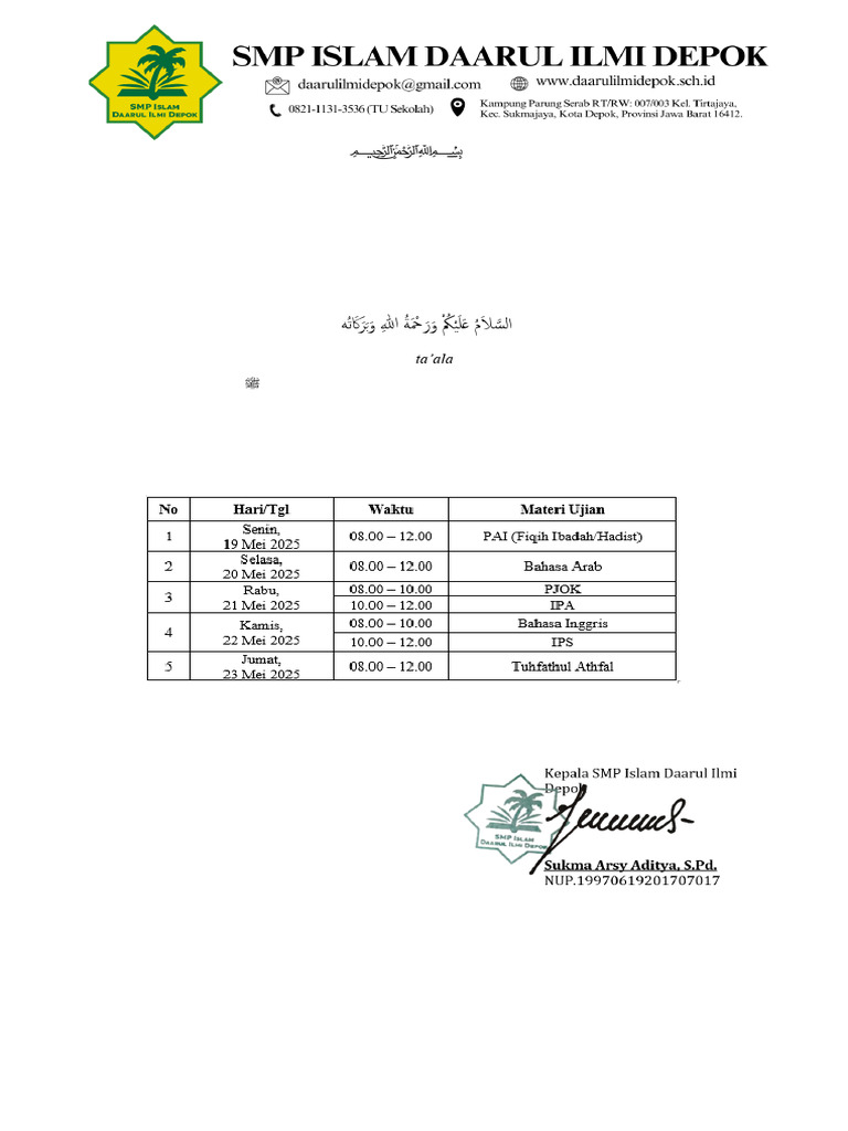056 - Surat Pemberitahuan Materi Ujian Praktik - Portf | PDF