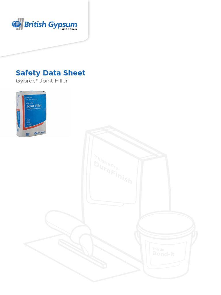 Gyproc Joint Filler Safety Data Sheet | PDF | Dangerous Goods | Toxicity