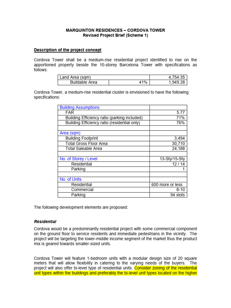 Cordova Tower Project Charter Brief Example | PDF