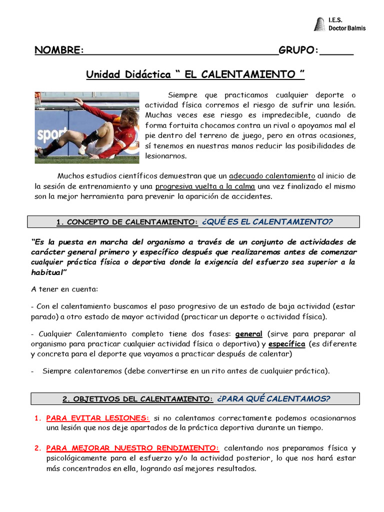 Apuntes Calentamiento 2º | PDF