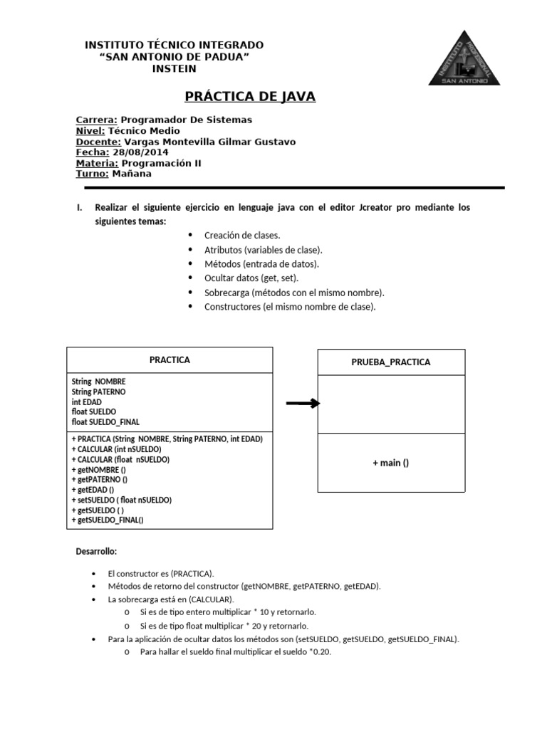 Clases en Java Practica | PDF