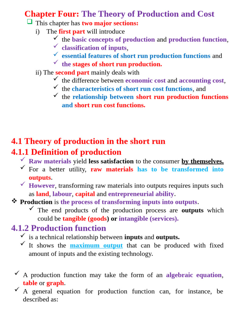Production Theory and Cost Analysis | PDF | Production Function ...