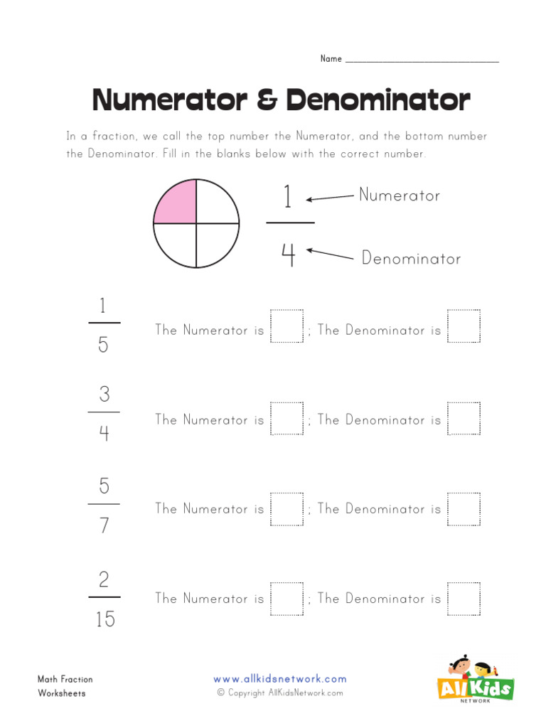 Fractions Numerator Denominator | PDF