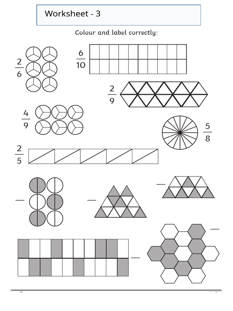 Colour and Label Fractions Worksheet - Higher Ability | PDF