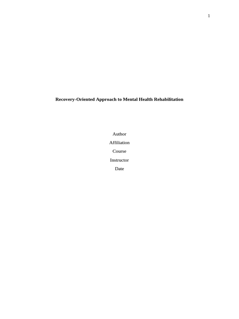Recovery Oriented Approach To Mental Health Rehabilitation | PDF ...