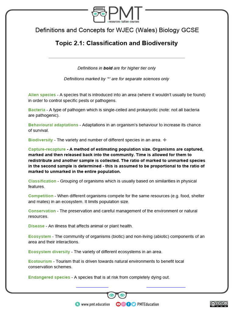 2.1 Classification and Biodiversity | PDF | Ecosystem | Species