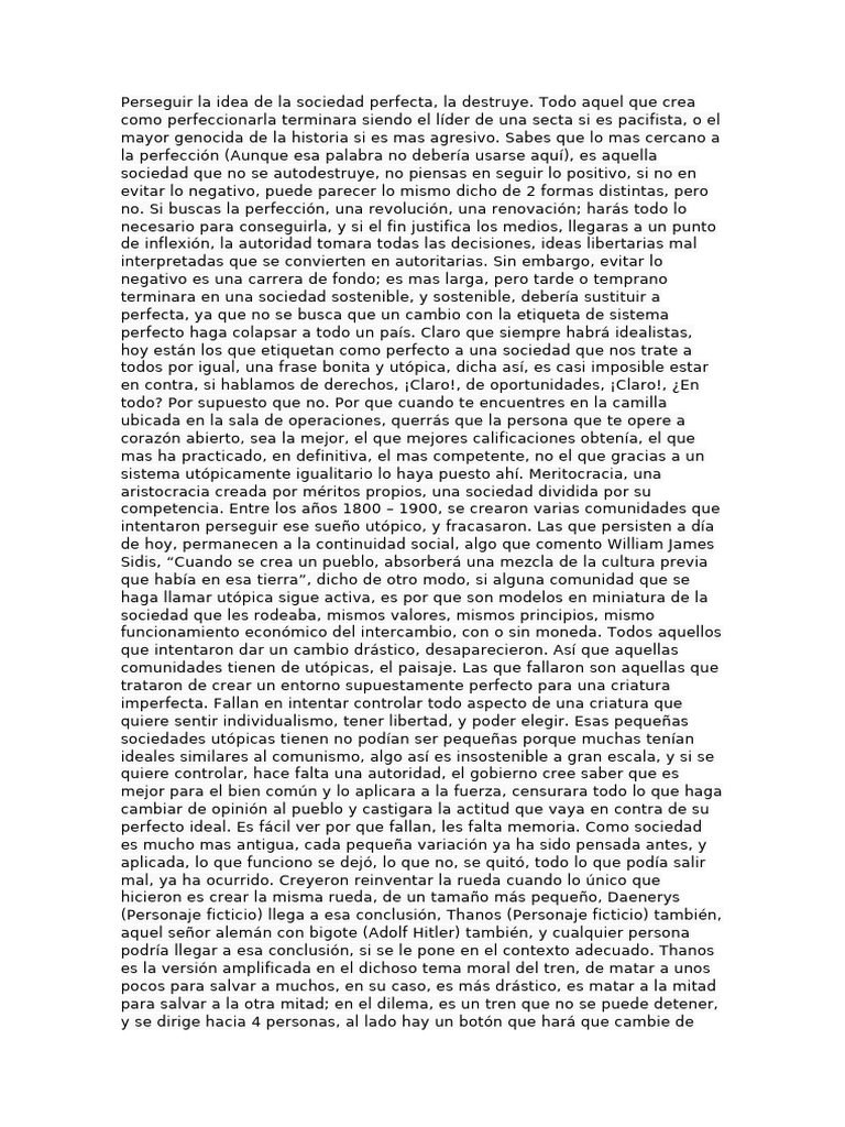 Perseguir La Idea de La Sociedad Perfecta | PDF | utopía ...