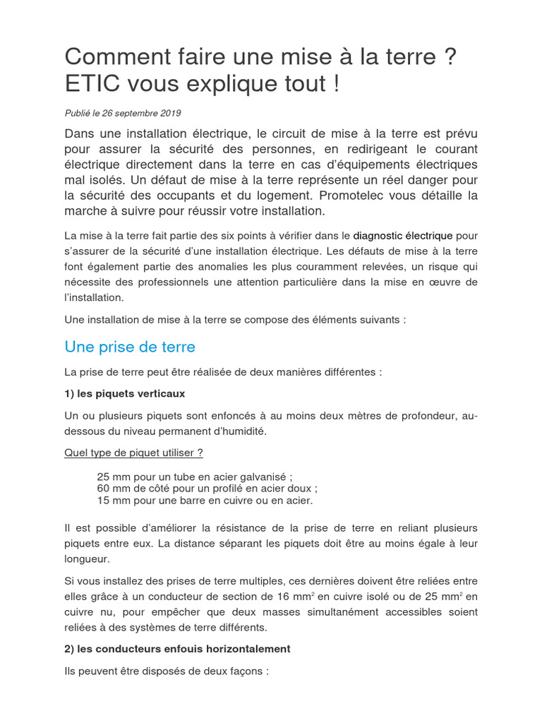 Guide de la mise à la terre électrique | PDF | Électricité ...